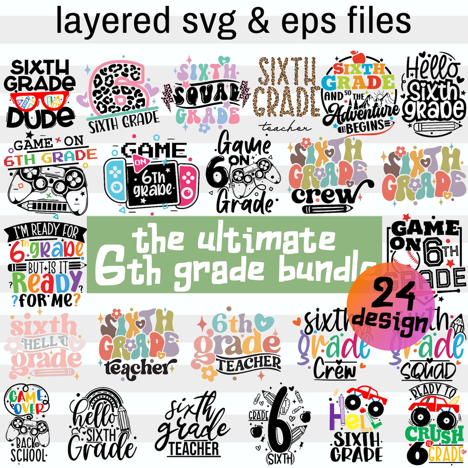 6th Grade Svg Bundle for Girls, Boys and Teachers| Sixth Grader Png ...
