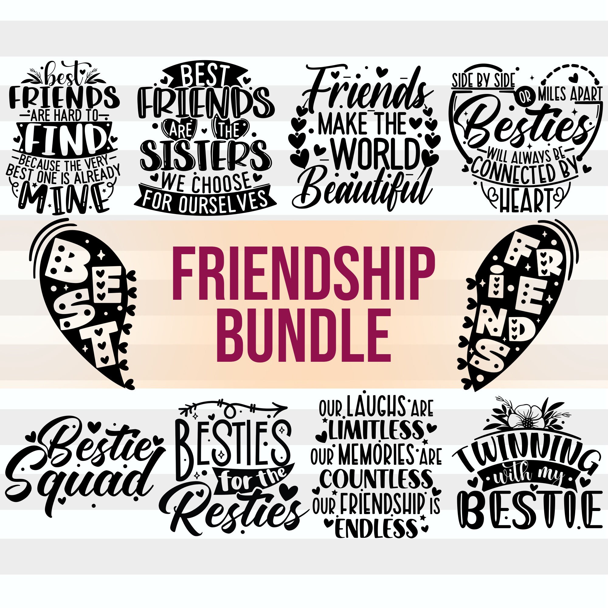 Friendship Svg Bundle Best Friends Svg Girls Bff Gift for - Etsy