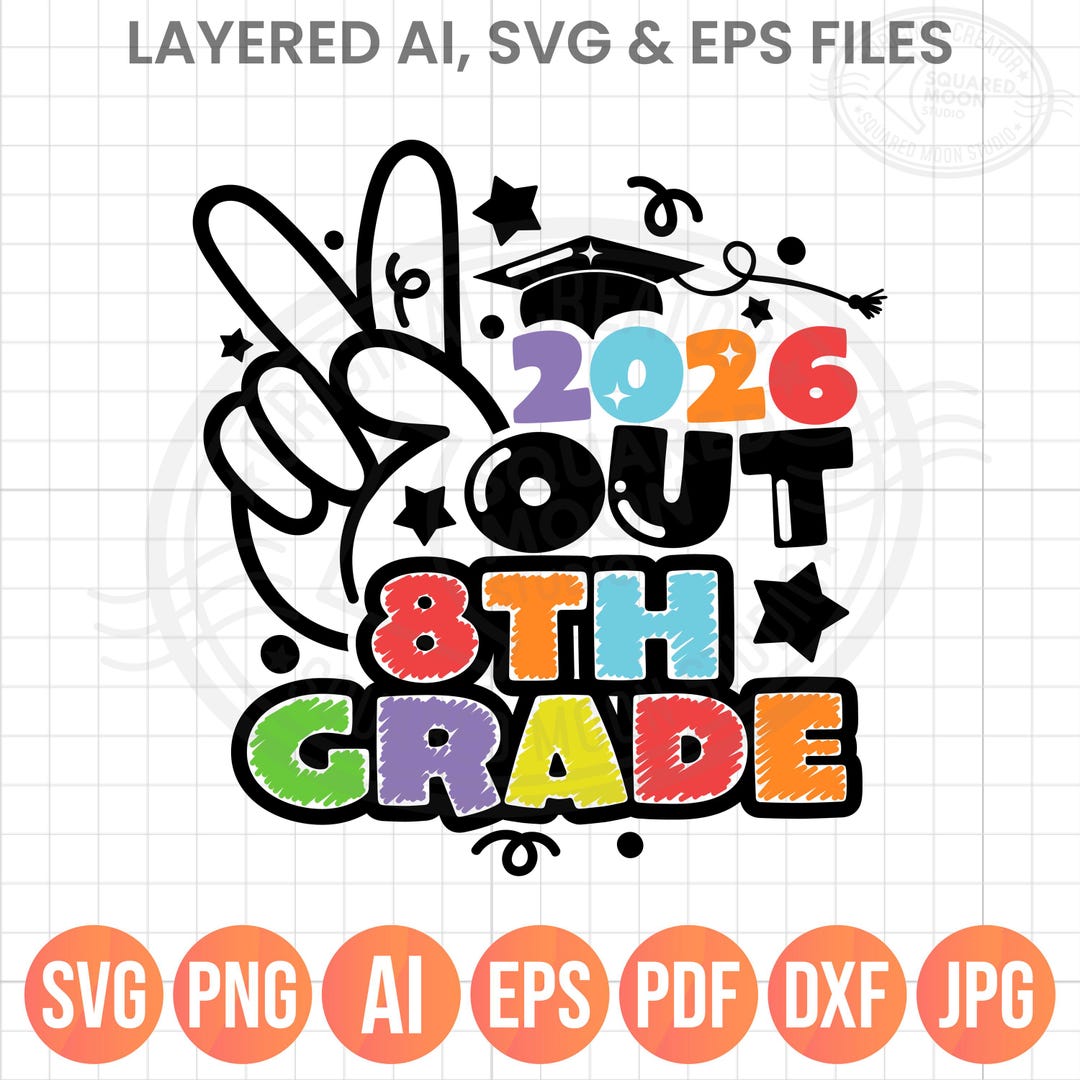 8th Grade Graduation SVG PNG Dxf, 2026 Middle School Graduate, Last Day ...
