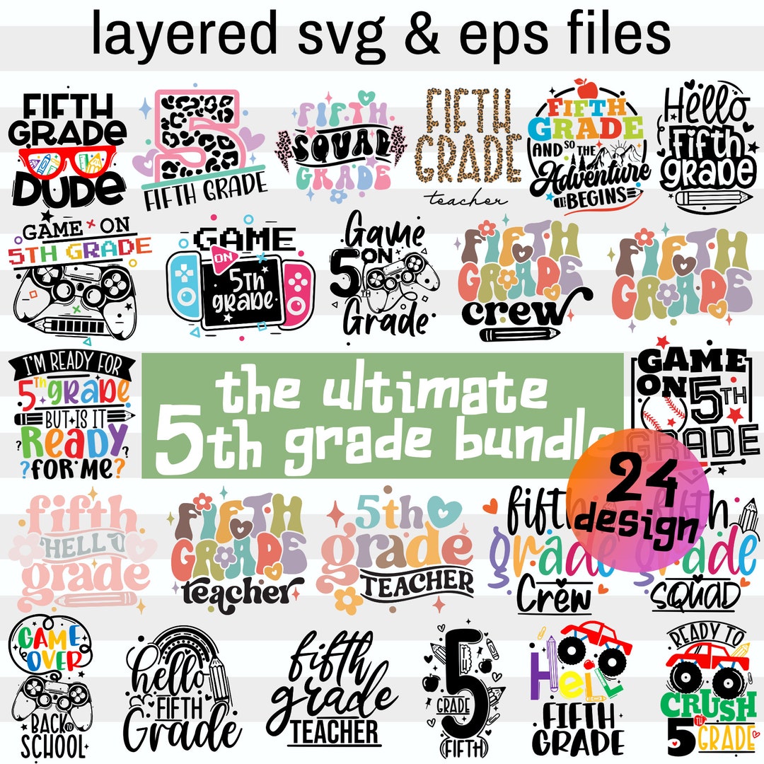 5th Grade SVG PNG Bundle: Teacher & Student Designs (digital Files) - Etsy