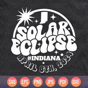 Solar Eclipse Svg Png Retro Groovy Indiana Total Eclipse April 8th ...