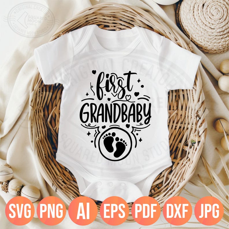 First Grandbaby SVG PNG, Grandparents Baby Announcement Digital Design ...