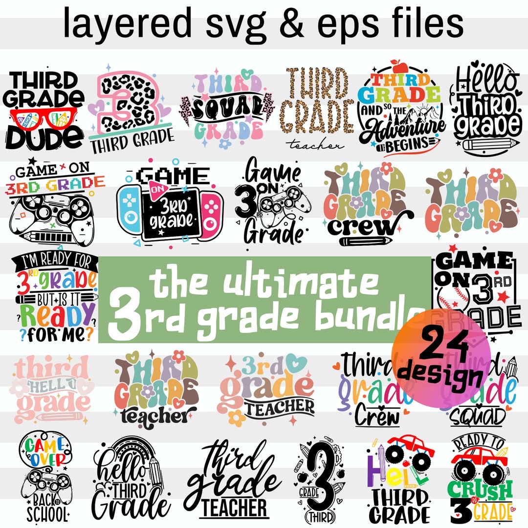 3rd Grade Svg Bundle for Girls, Boys and Teachers| Third Grader Png ...