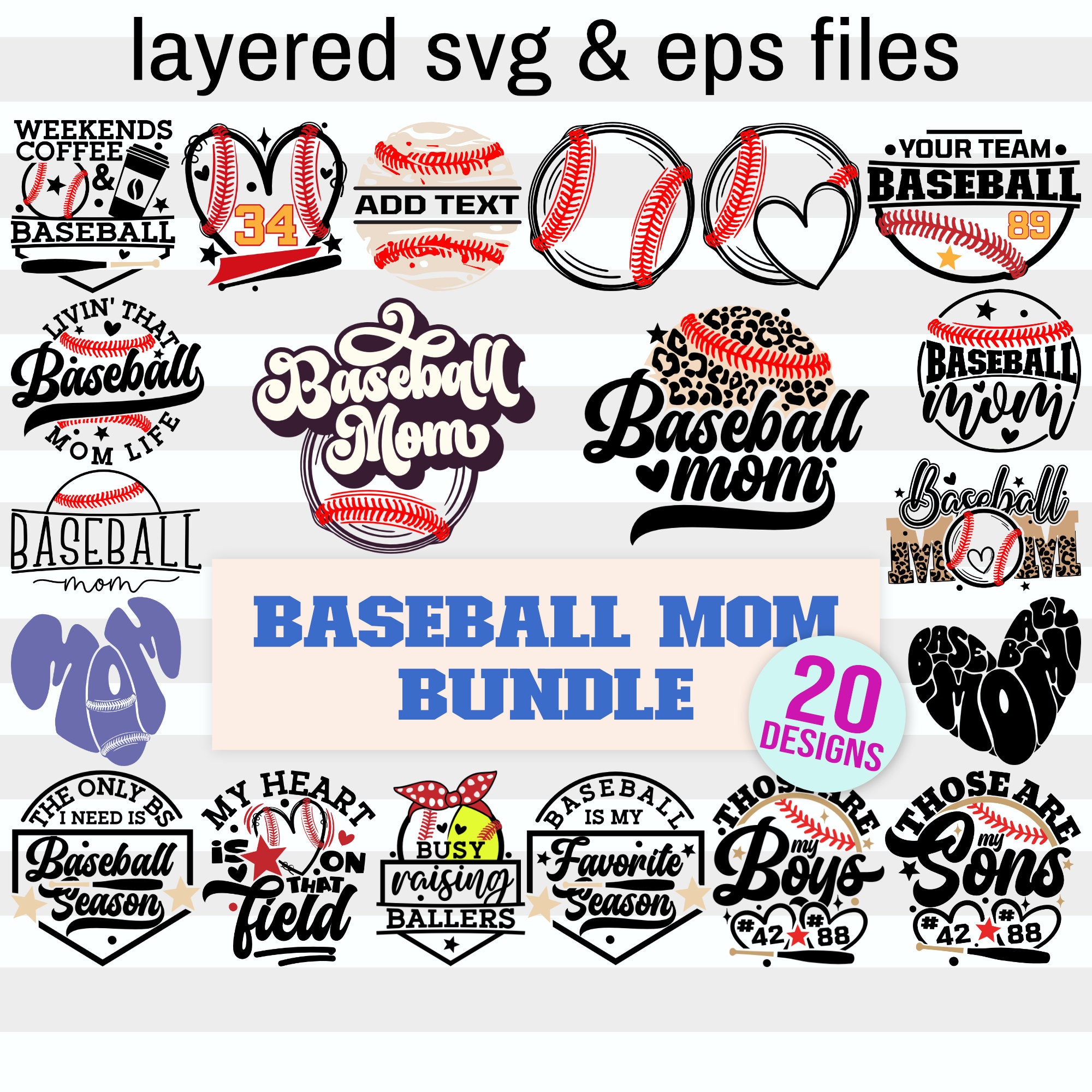 Baseball Svg Bundle 20 Designs Baseball Mom Svg Bundle - Etsy