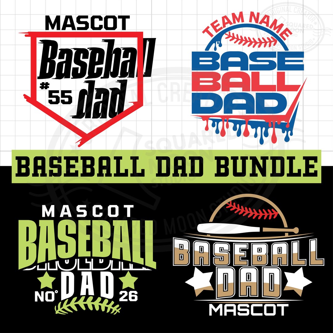 Baseball Dad SVG PNG Bundle, Custom Team Mascot Template for Dad, Eps ...