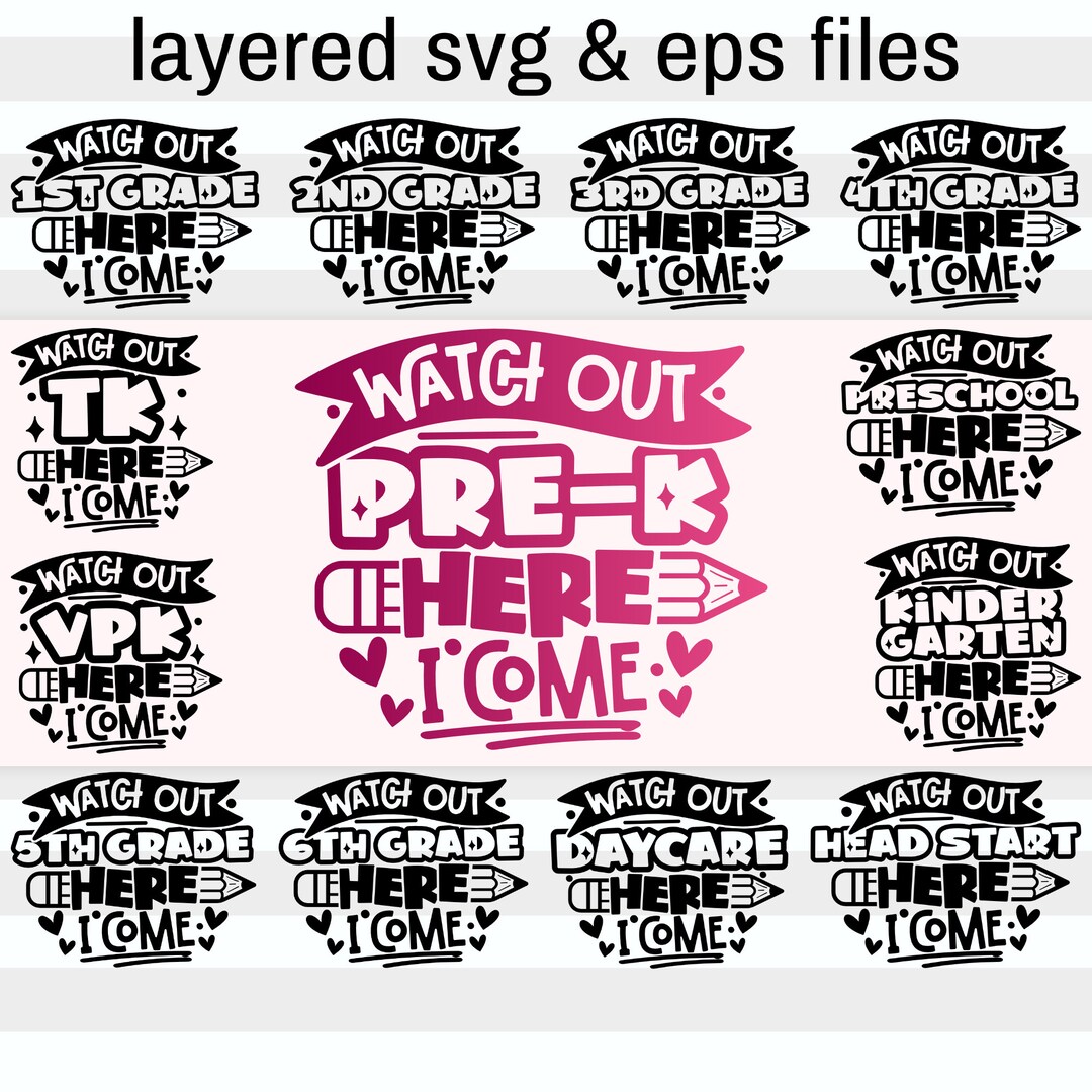 Back to School Svg Bundle| Watch Out Kindergarten Here I Come Svg| Im ...