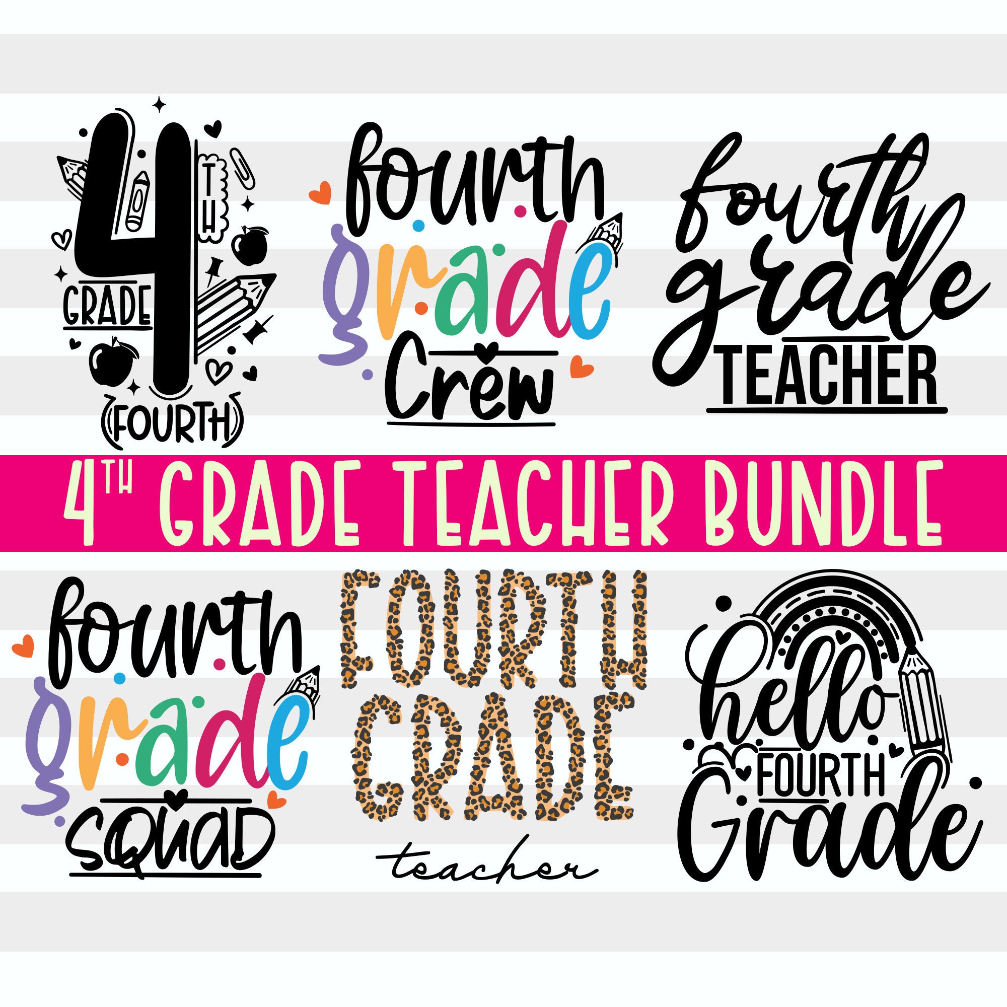 Fourth Grade Teacher Svg Back to School Svg Bundle 4th Grade - Etsy
