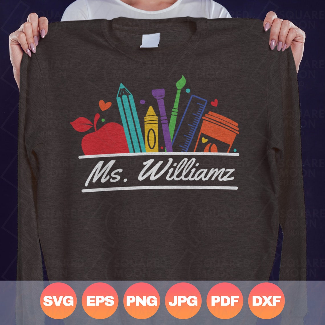 Teacher Svg Teacher Split Monogram Svg Teacher Name Svg | Etsy