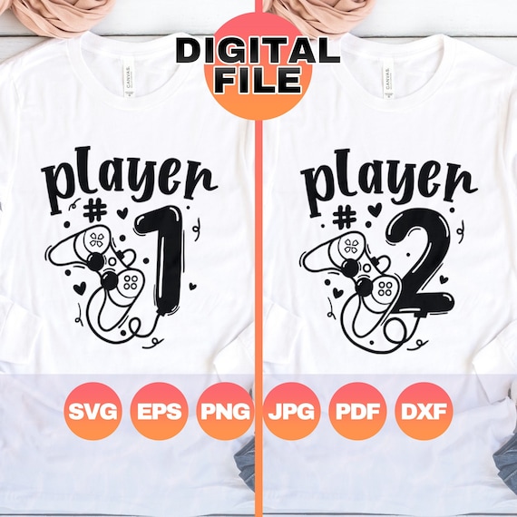 Player 1 Player 2 Svg Couple Matching Svg Gaming Png Video | Etsy
