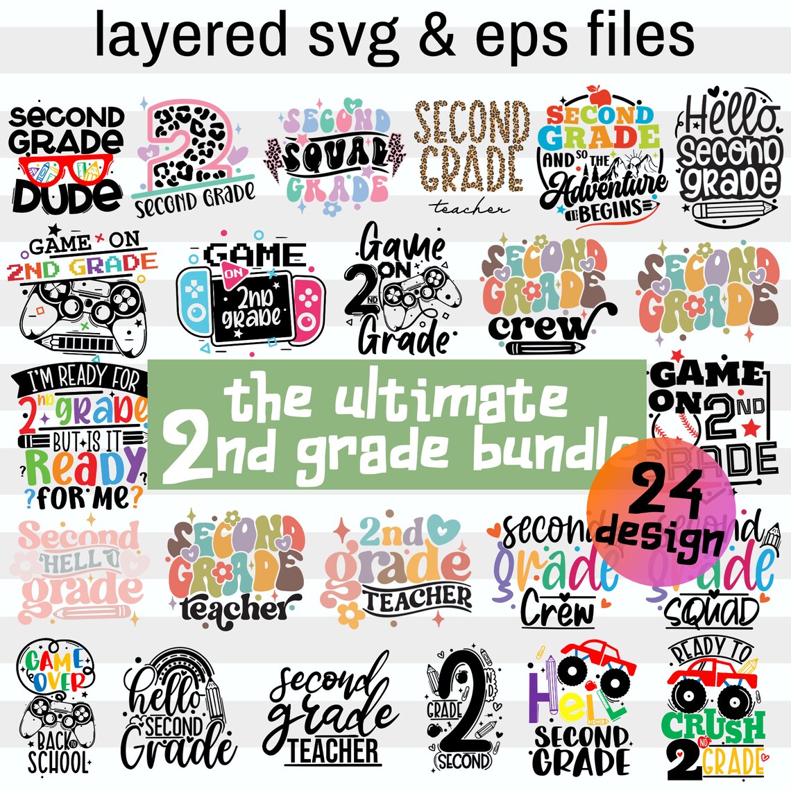 2nd Grade Svg Bundle for Girls Boys and Teachers Second - Etsy