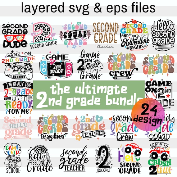 2nd Grade Svg Bundle for Girls Boys and Teachers Second - Etsy