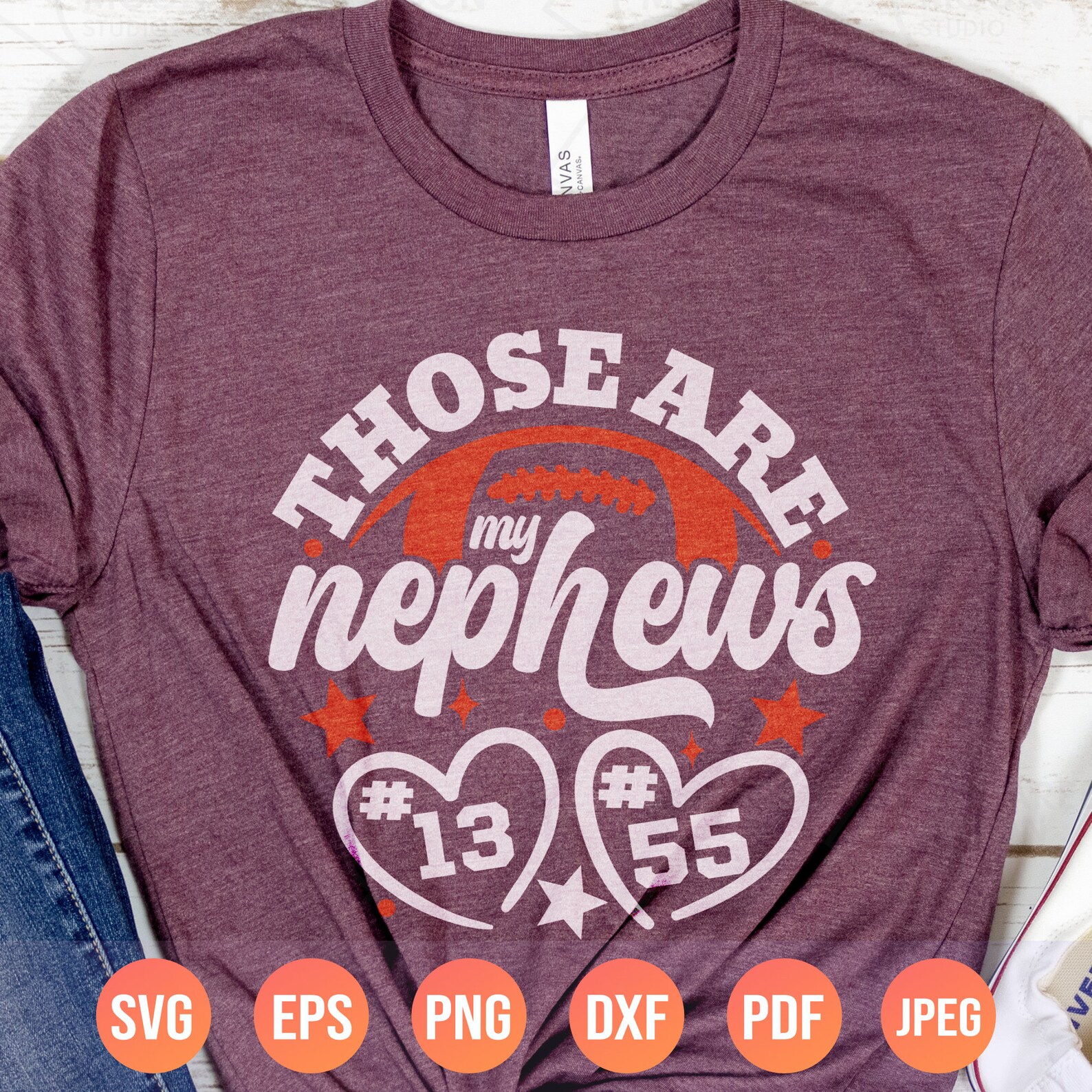 Football Svg Those Are My Nephews Svg DIY Custom Number - Etsy