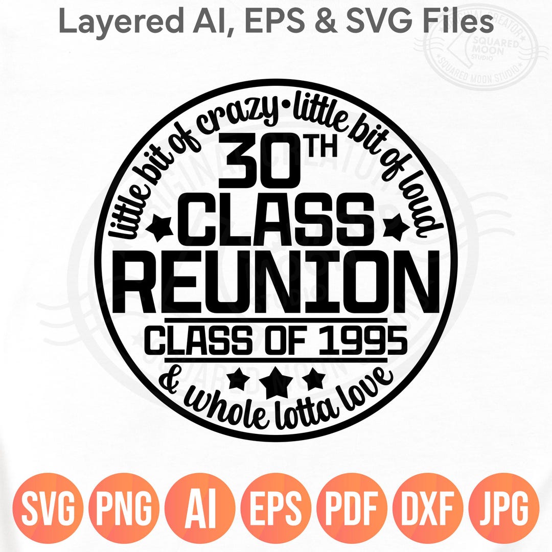 30th Class Reunion 1995 SVG PNG: Little Bit Crazy Design (digital ...
