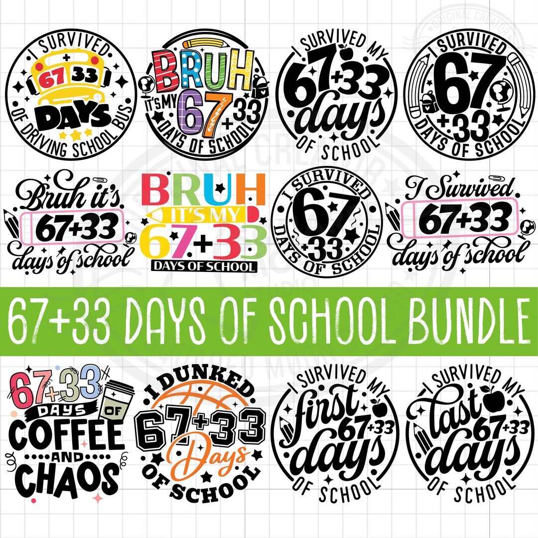 67 33 Days of School SVG PNG Bundle, 100th Day Design - Etsy