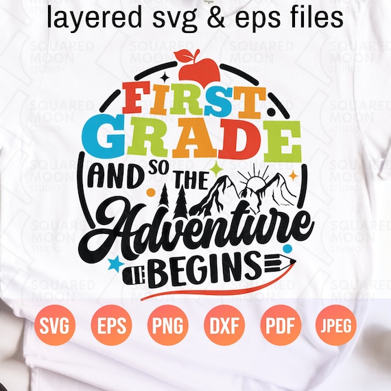 First Grade Svg Png Back to School Svg and so the Adventure - Etsy