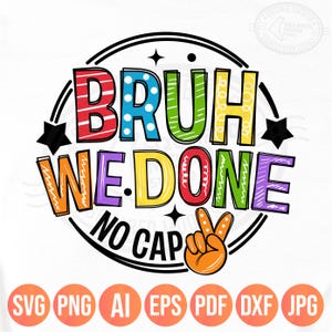 Bruh We Done No Cap Teachers Png Svg, Last Day of School & Retirement ...