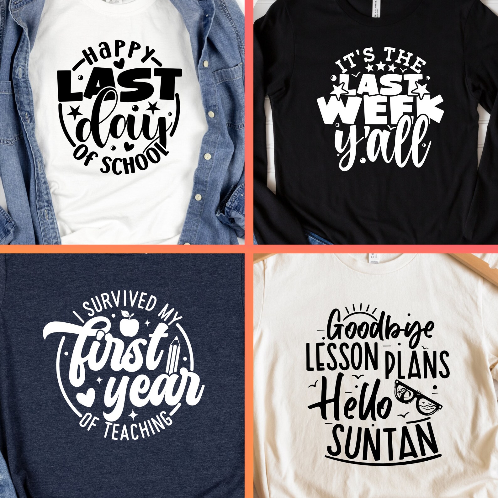 Teacher Svg Bundle Teacher Summer Svg End of the Year Png End of School ...