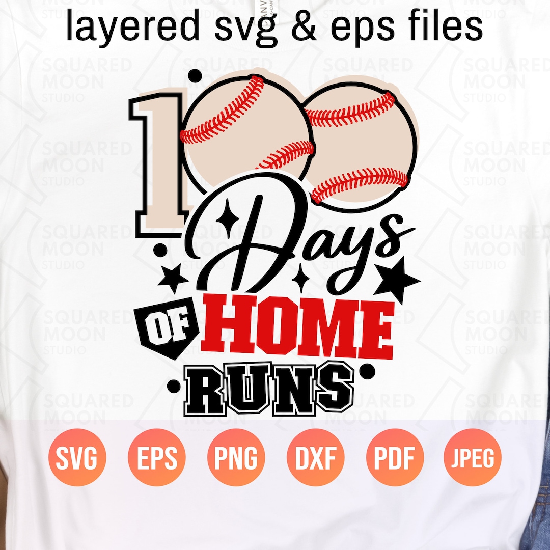 100 Days of School Svg Png| 100 Days of Home Runs Svg| Funny 100th Day ...