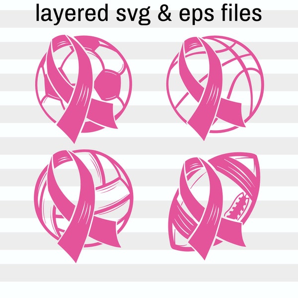 Volleyball With Cancer Ribbon Svg - Etsy