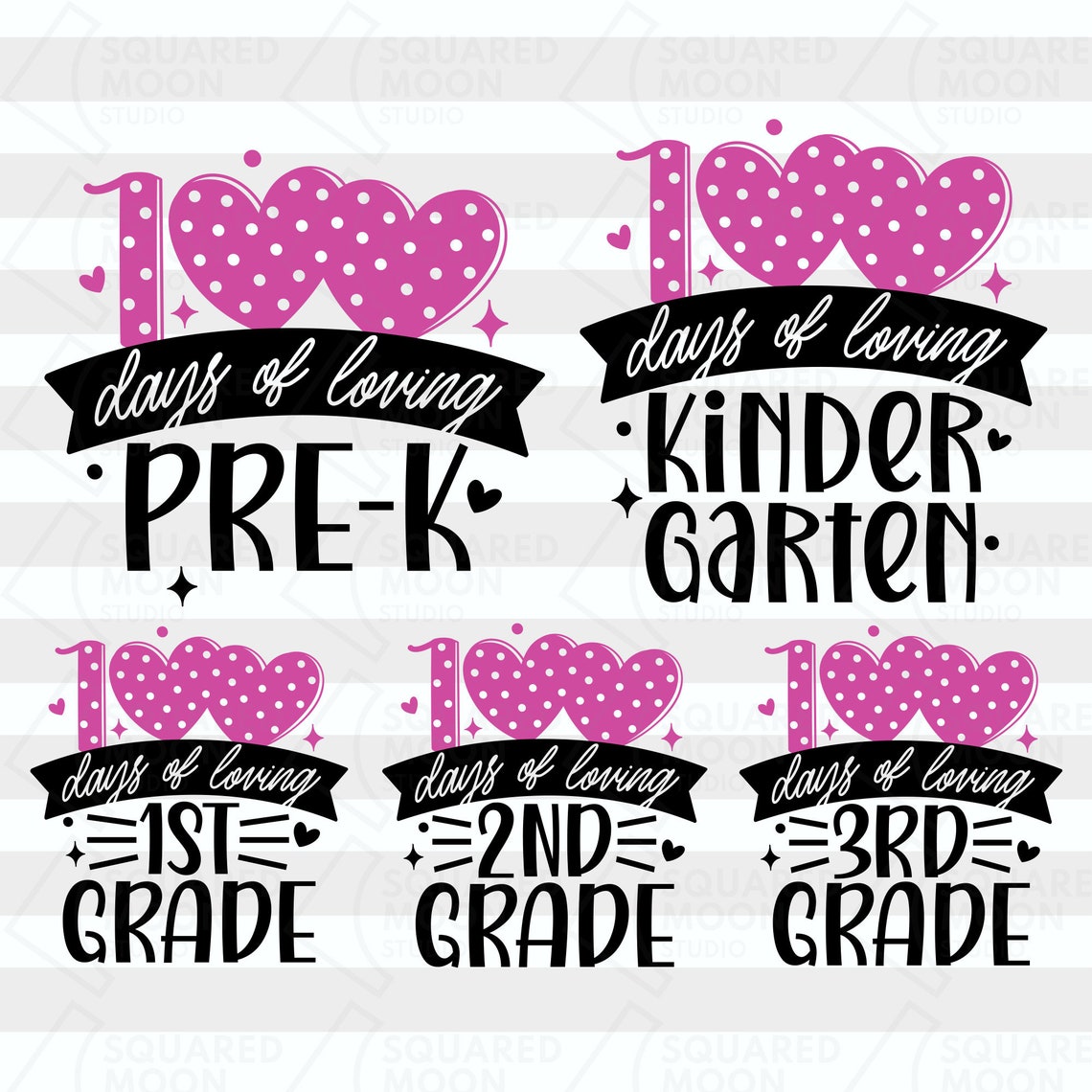 100 Days of School Svg Bundle 100th Day of Loving | Etsy