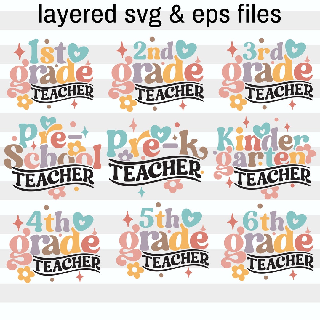 Teacher Svg Bundle Back to School Png Retro Teacher Svg Png Groovy ...