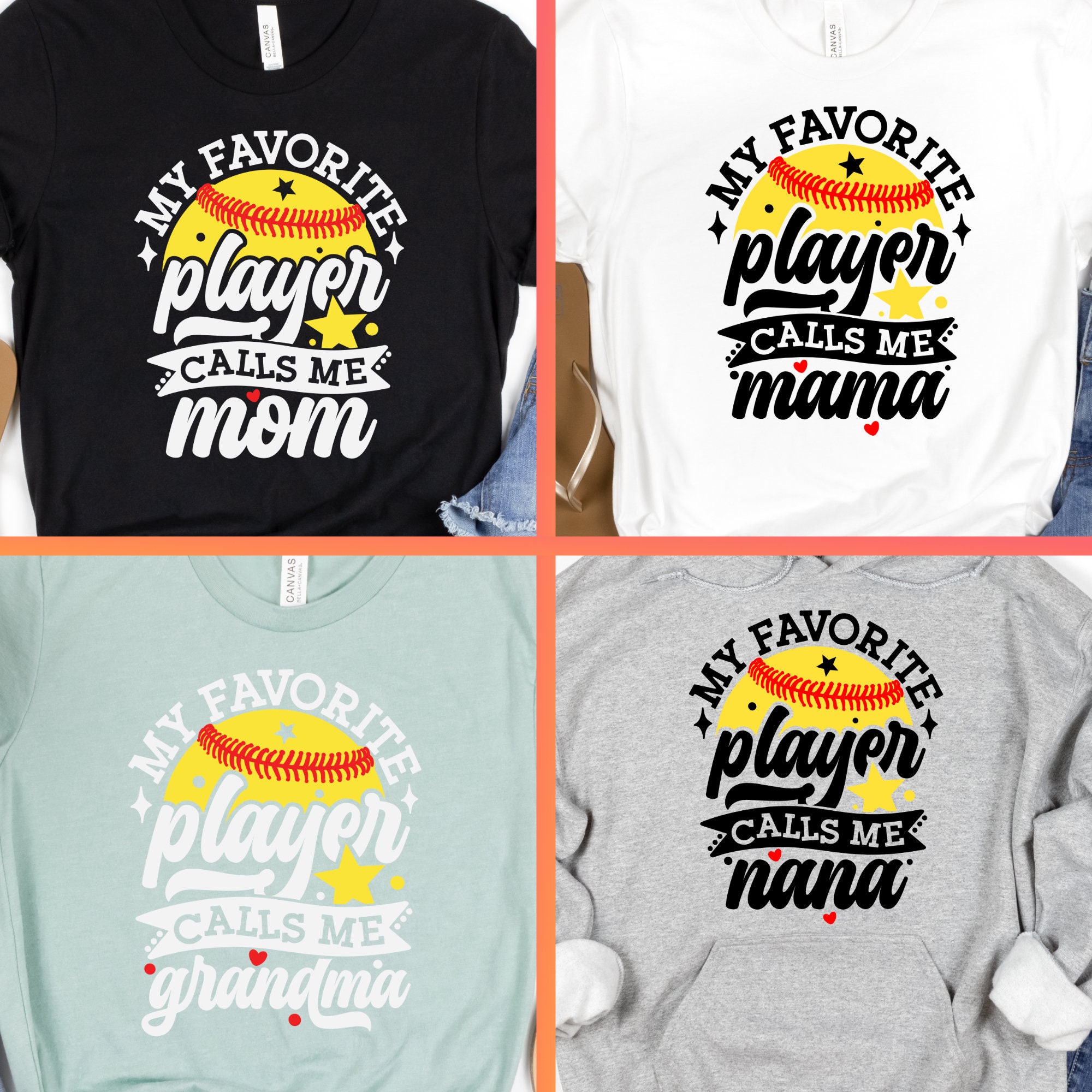 Softball Family Svg Bundle My Favorite Player Calls Me Mom - Etsy