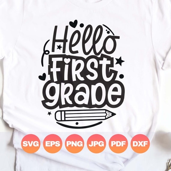 Back to School Svg Hello First Grade Svg First Day of School - Etsy