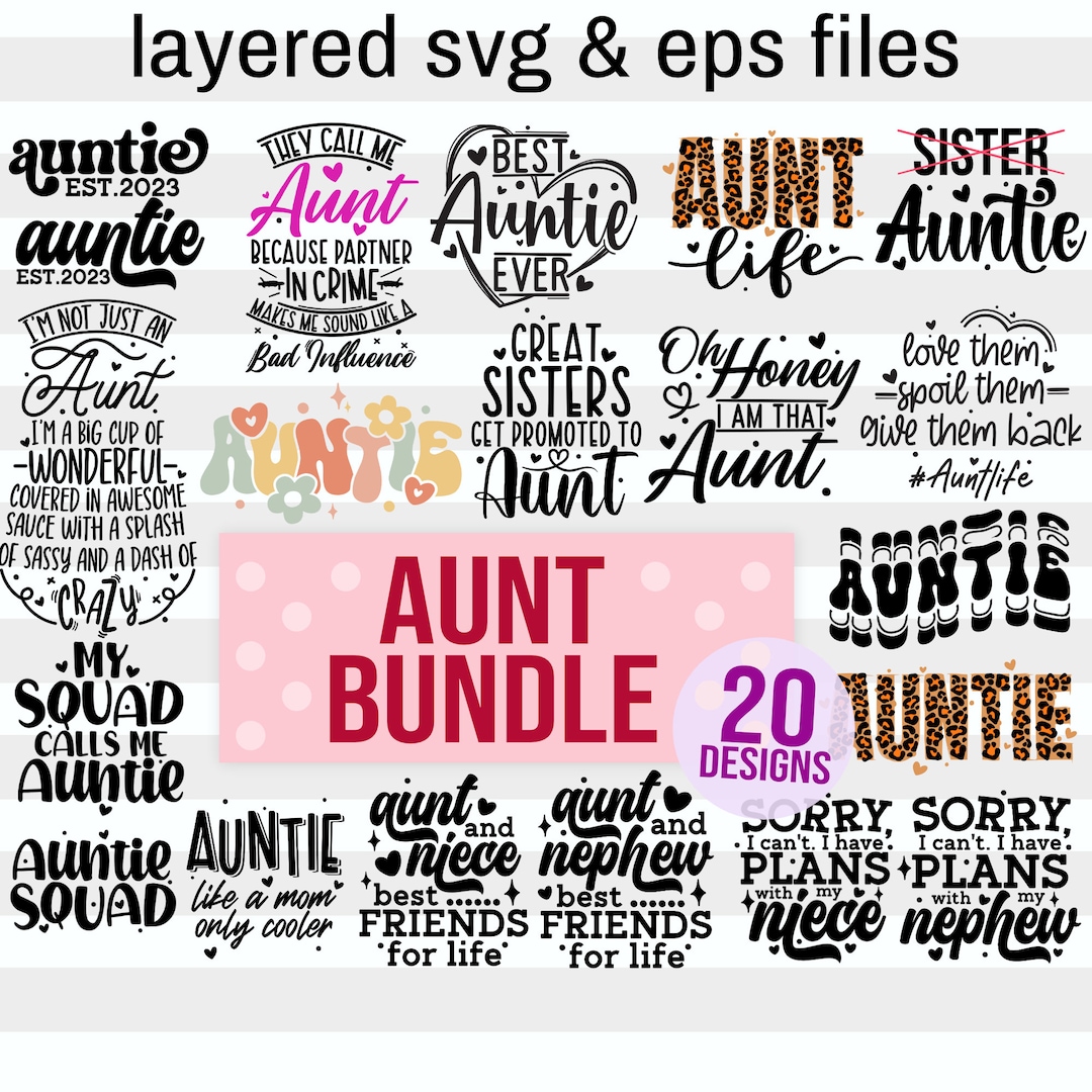 Aunt Svg Bundle Auntie Png Gifts for Aunts Funny Aunt to Be - Etsy