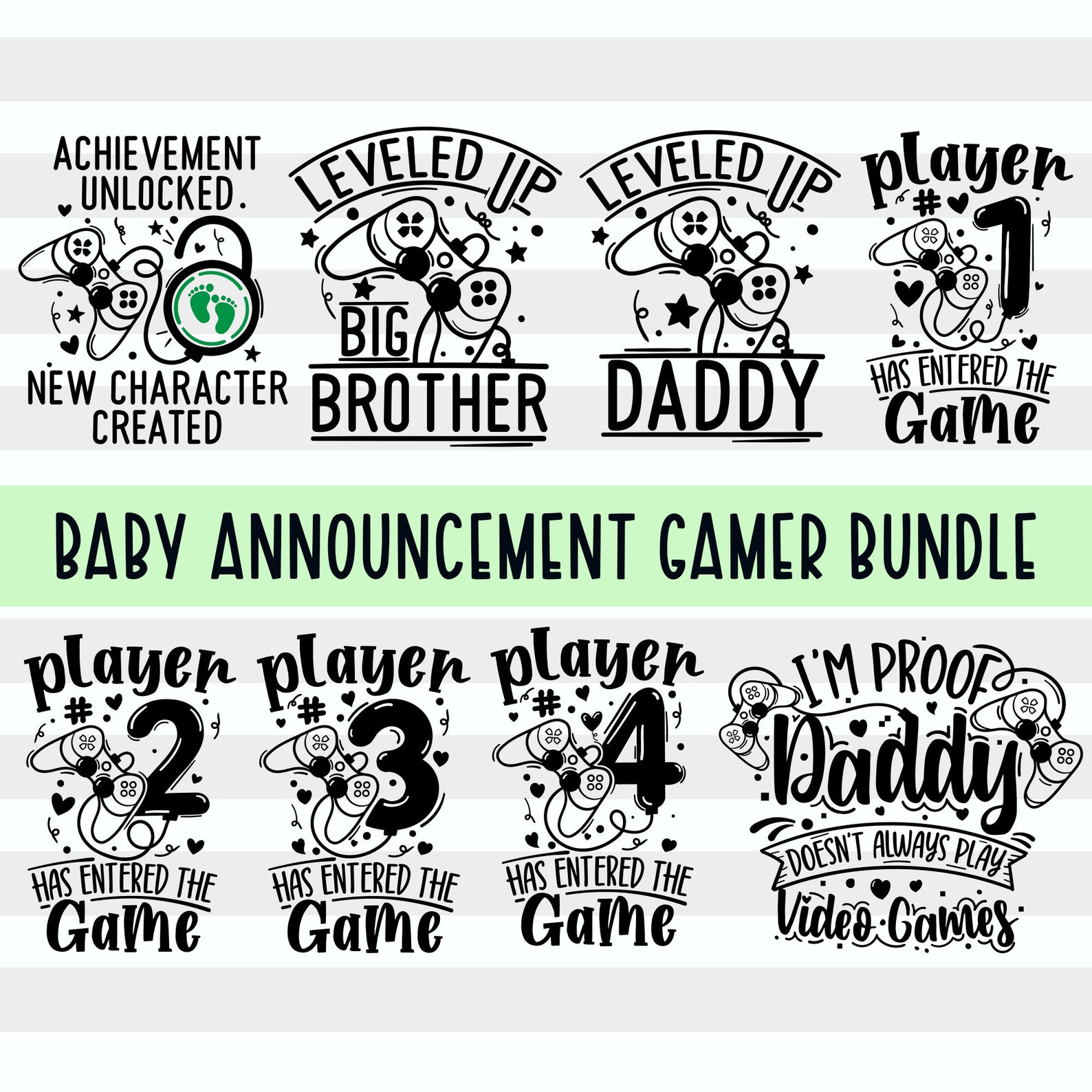 Baby Announcement Bundle| Gamer Baby Svg| Pregnancy Announcement Svg ...