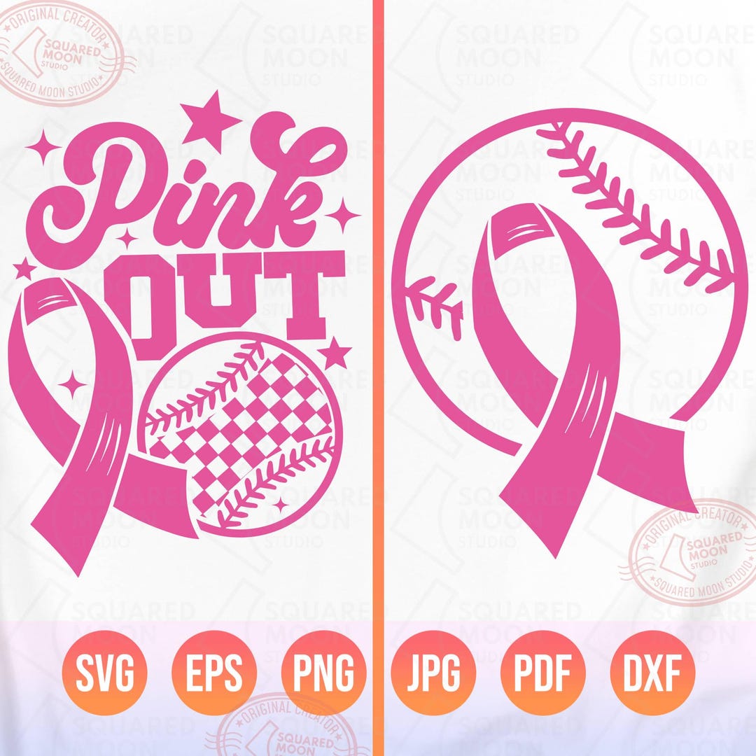 Breast Cancer Baseball Svg Png, Pink Out Svg, Pink Baseball With Ribbon ...