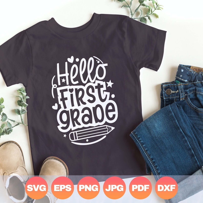 Back to School Svg Hello First Grade Svg First Day of School - Etsy