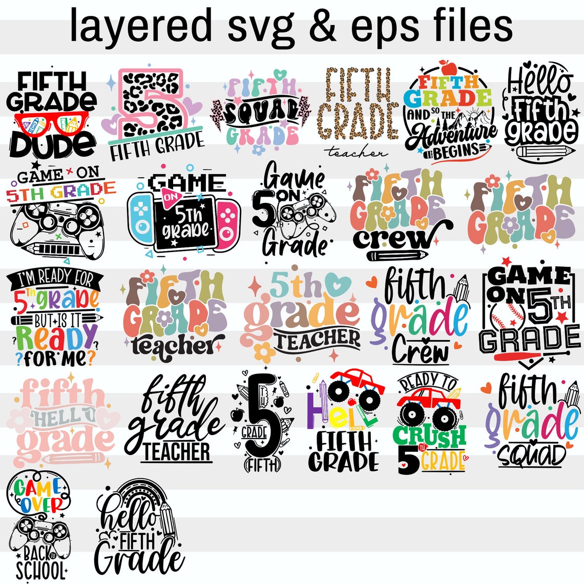5th Grade SVG PNG Bundle: Teacher & Student Designs (digital Files) - Etsy