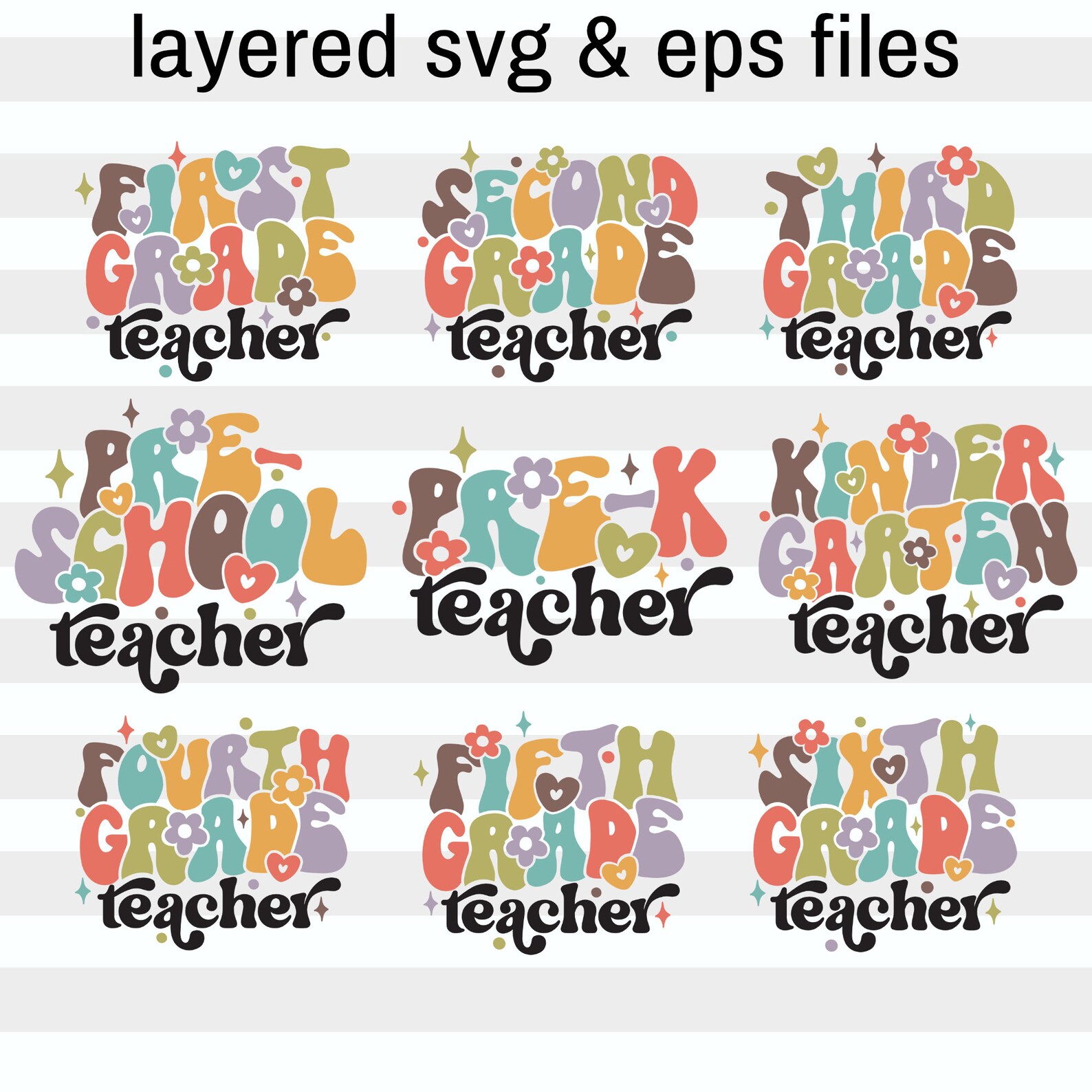 Retro Teacher Svg Bundle Groovy Teacher Svg Teacher - Etsy