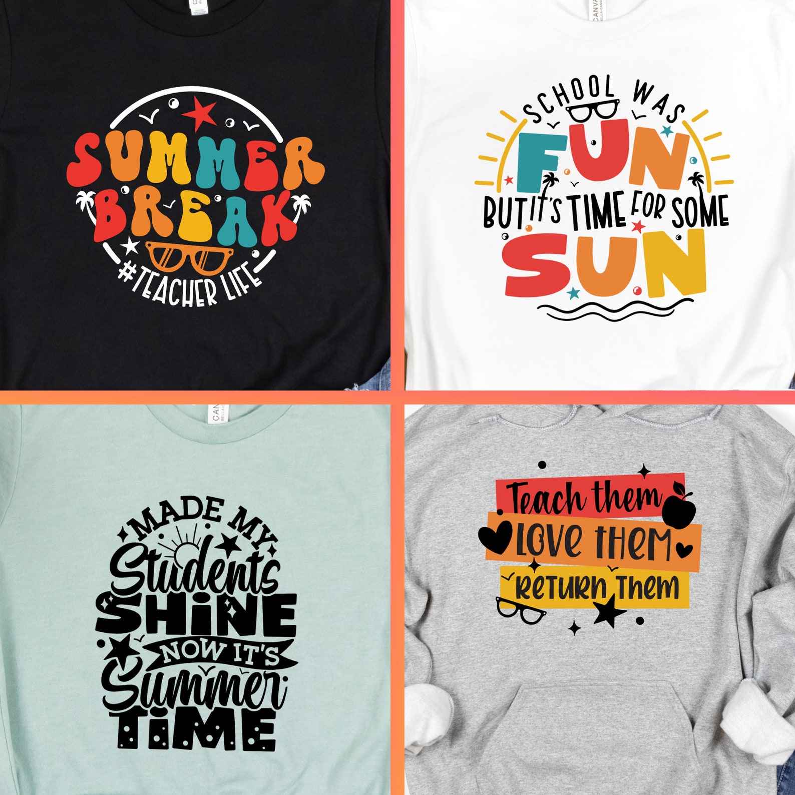 Teacher Svg Bundle Teacher Summer Svg End of the Year Png End of School ...