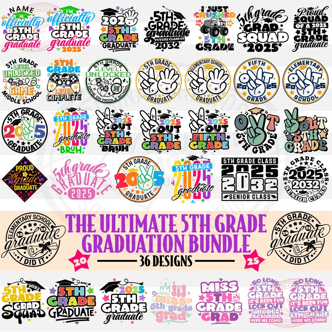 The Ultimate 5th Grade Graduation Svg Bundle, 2025 Grad Boys & Girls ...