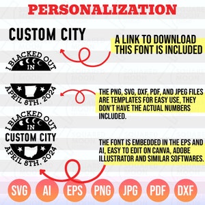 Solar Eclipse Svg Bundle I Blacked Out in city STATE April 8th, 2024 Png DIY Custom America ...