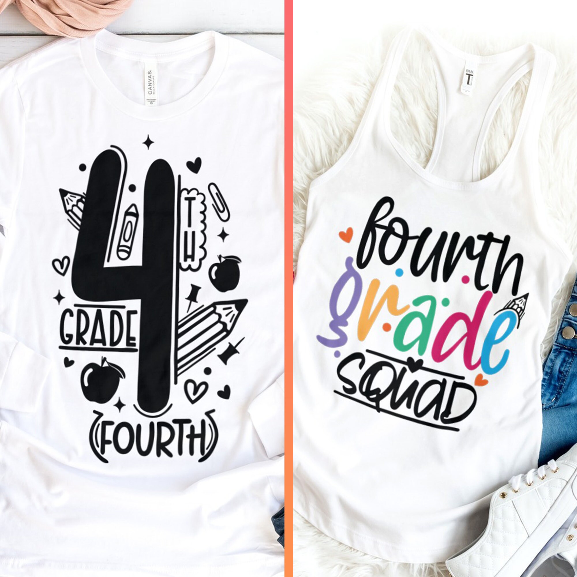 Fourth Grade Teacher Svg Back to School Svg Bundle 4th Grade | Etsy