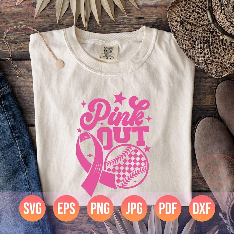 Pink Out Baseball Ribbon SVG PNG: Cancer Awareness Design - Etsy