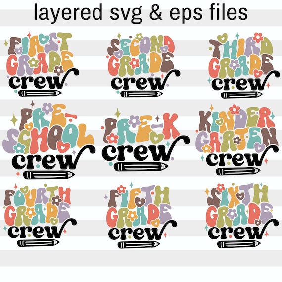 Back to School Crew Svg Bundle Retro Teacher Svg Png Groovy - Etsy