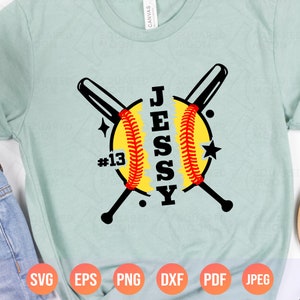 Softball Svg Png Distressed Softball Template With Player Name vertical ...