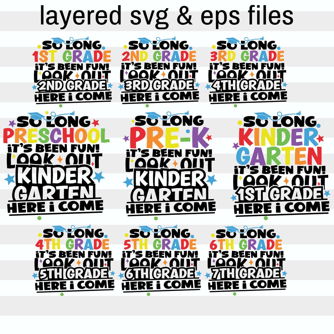 So Long Svg Bundle, Graduation 2025 Svg Png, Last Day of Preschool, Pre ...