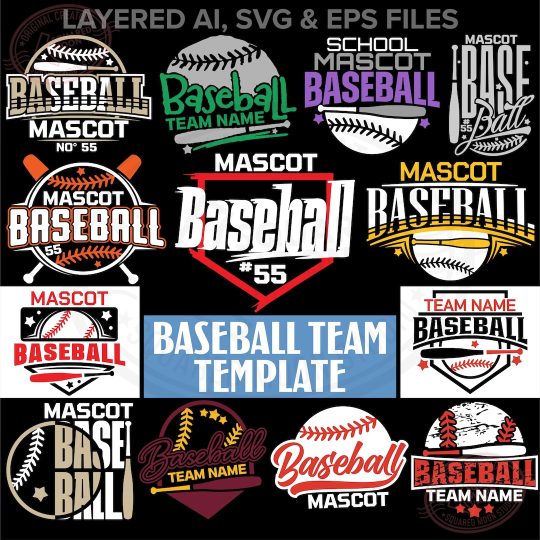 Baseball SVG PNG Bundle, Custom Team Mascot Template, Eps Pdf Jpeg Dxf ...