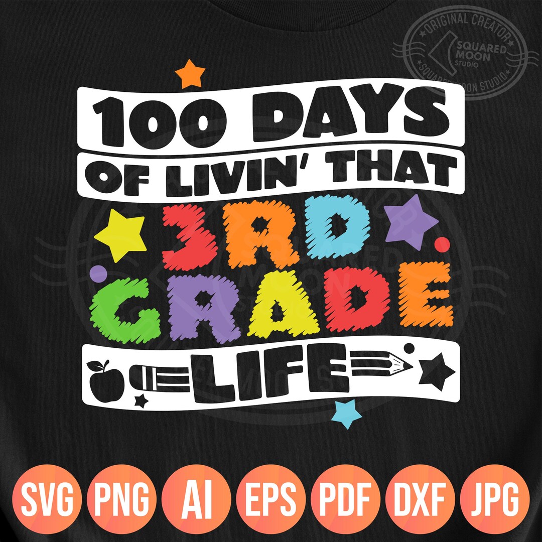 100 Days of School Svg, Livin' That 3rd Grade Life, 100th Day of Third ...