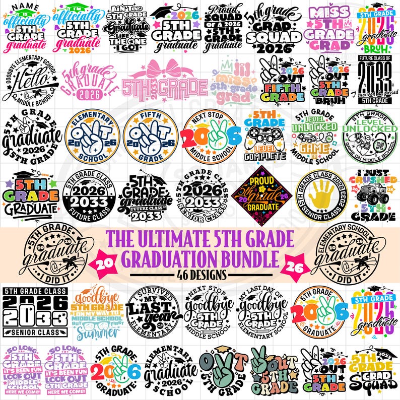 The Ultimate 5th Grade Graduation SVG PNG Bundle, 2026 Grad Boys ...
