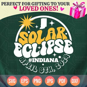 Solar Eclipse Svg Png Retro Groovy Indiana Total Eclipse April 8th ...