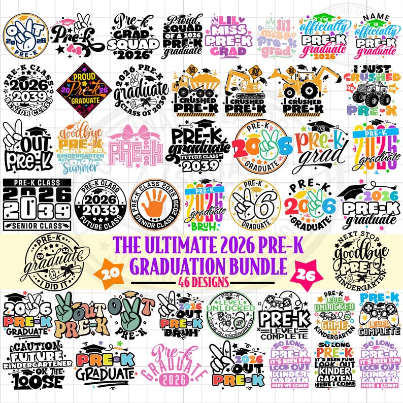 Pre K Graduation Svg Png Bundle, 2026 Pre-kindergarten Designs for Boys ...