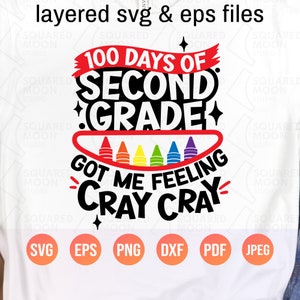 100 Days of Second Grade Svg Png Funny Teacher & Students Gift 100th ...