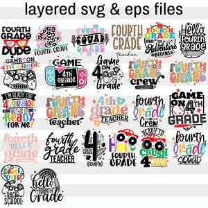 4th Grade Svg Bundle for Girls, Boys and Teachers| Fourth Grader Png ...