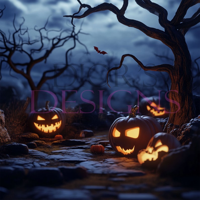 Halloween Digital Background Images - Etsy