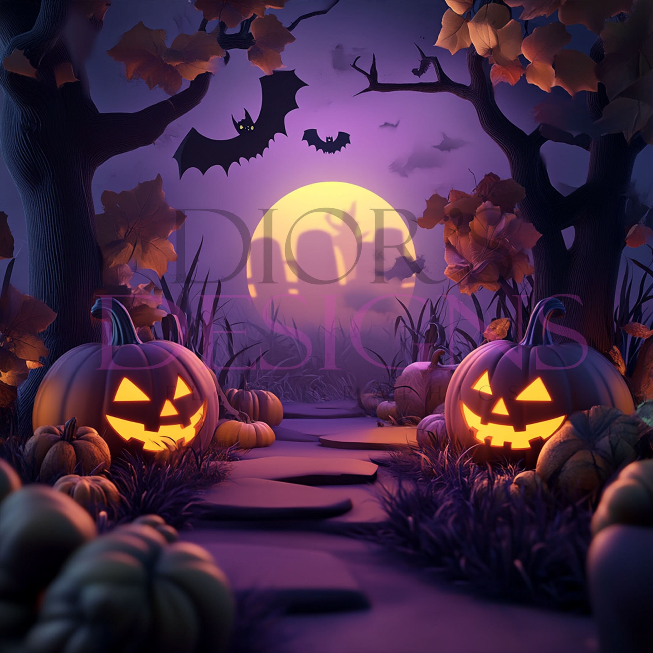 Halloween Digital Background Images - Etsy